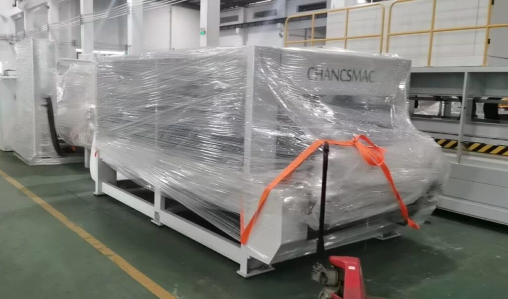3.2m long HF edge glued panel press shipping to Russia | CHANCSMAC