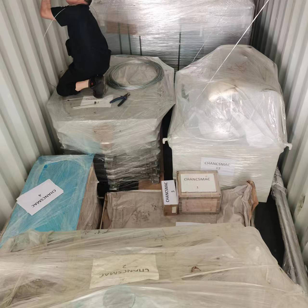 Bed slats bending press container loading to Ukraine | CHANCSMAC